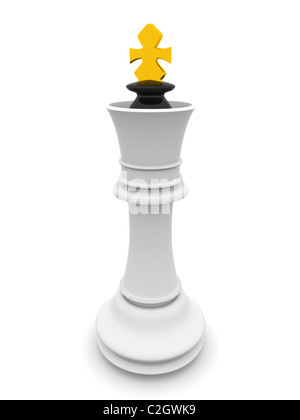 Chess King White Isolated On White Background - 3D Illustration Render ...
