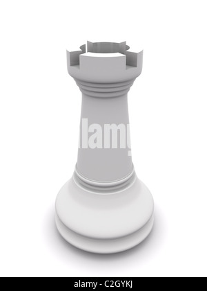White chess rook isolated on white transparent background. Business ...