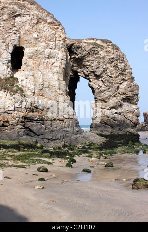 Rock Arch, Perranporth, Cornwall, England, United Kingdom Stock Photo ...