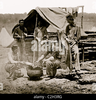 Camp of 71st New Vols. Cook house Soldiers getting dinner ready. (200 ...