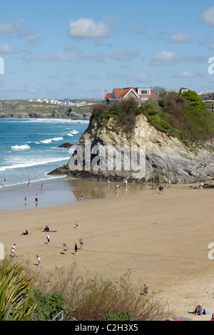 Surfers at Towan Beach In Newquay in Cornwall in the UK Stock Photo - Alamy
