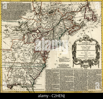 "The British colonies in North America." Map shows important landmarks ...