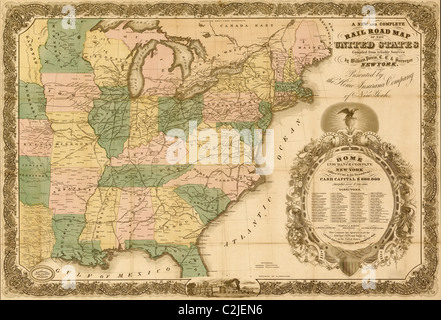 Railway Map of United States. USA. BARTHOLOMEW, 1904 Stock Photo - Alamy