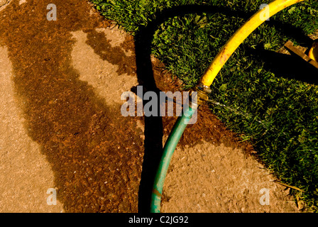 leaking sprung a leak hose pipe jet of streaming water at pressure ...