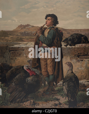 Shepherd with his flock Stock Photo - Alamy