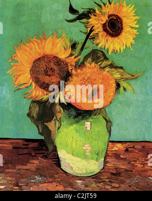 Three Sunflowers in a Vase, Van Gogh, Vincent Willem, 1888 Stock Photo ...
