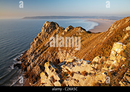 Great Tor Oxwich Bay Gower Peninsula South Wales Stock Photo - Alamy