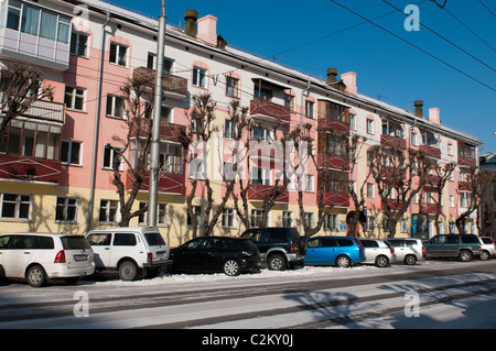 Street of Abakan, the capital city of the Republic of Khakassia in ...
