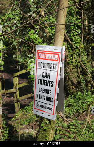 Motorists police warning sign, thieves operate in this area. Theft of ...