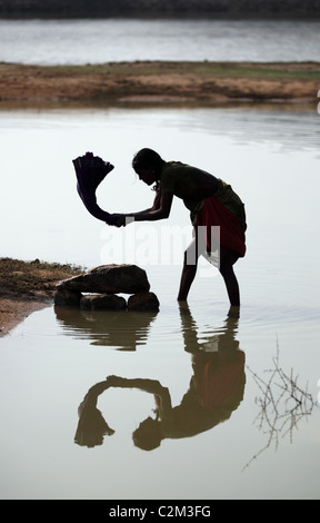 Indian woman washing clothes Andhra Pradesh South India Stock Photo - Alamy