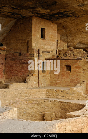 Remnants of kivas in Balcony House, cliff dwelling in Mesa Verde ...