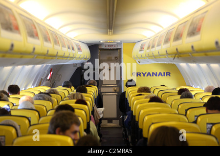 Inside the cabin of a Ryanair flight Stock Photo - Alamy