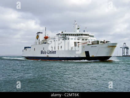 Mols-Linien car and passenger ferry Mette Mols arriving at Aarhus ...