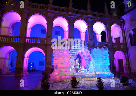 The yearly ice nativity scene displayed in the historic Landhaus ...