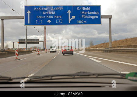 German autobahn motorway direction overhead gantry road signs in Stock ...