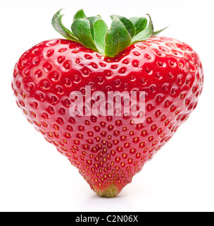 Heart of strawberry. Strawberry heart on white background. Love of ...