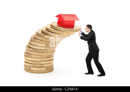 Business person hand pushing currency symbol on multimedia touch screen ...