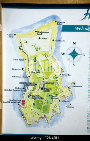 Herm Island map Stock Photo - Alamy