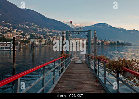 Panorama view of Locarno city and Maggiore lake on the mountain, Ticino ...