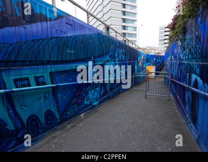 Underground subway with graffiti and mural paintings art in Worthing ...