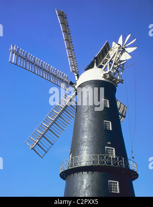 Sibsey, tower windmill, Lincolnshire, 6 sails six sailed English cap ...