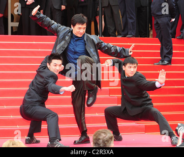 Jackie Chan, Liu Fengchao and Wang Wenjie attend the premiere of "Lorna ...