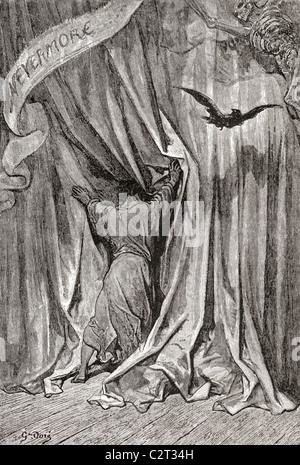 Gustave Dore illustration of Edgar Allan Poe's "The Raven;" the poem's ...