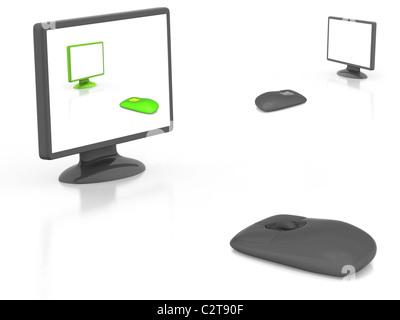 LCD monitor with mouse. 3D Stock Photo - Alamy