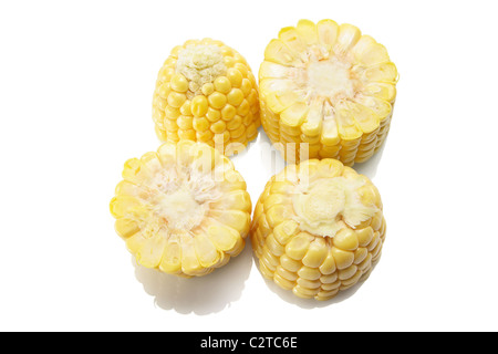 Pieces of fresh corn cob, isolated on white Stock Photo - Alamy