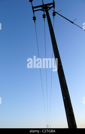 Electric Power Cables at Sunrise Stock Photo - Alamy
