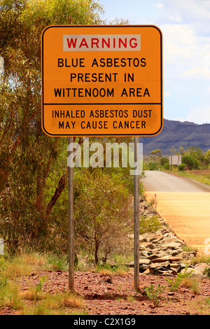 Blue Asbestos road warning sign, Wittenoom, Pilbara, Northwest ...