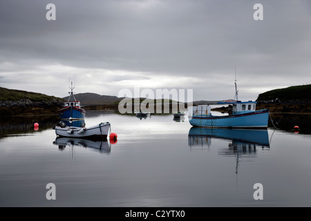 View of Lochmaddy from a boat heading out to sea. Lochmaddy, North Uist ...