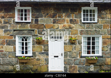 Traditional stone cottage with Welsh slate roof at Stock Photo ...