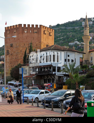 The historical Red Tower in the Alanya district of Antalya, one of the ...