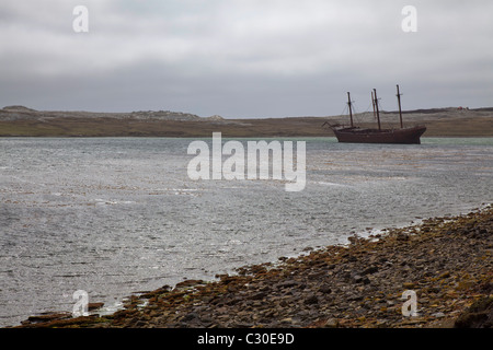 The wreck of the ship Lady Elizabeth at he east end of Stanley harbour ...