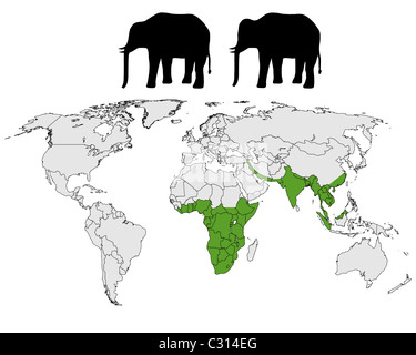 Asian elephant range Stock Photo - Alamy
