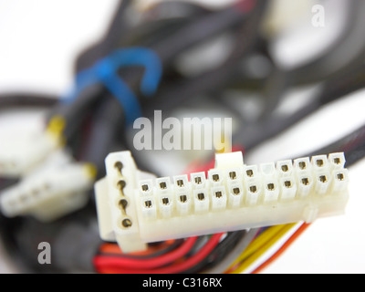 Computer motherboard power lines. Color cables Stock Photo - Alamy