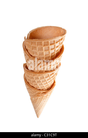 Empty waffle Cup for ice cream isolated on white background. Waffle ...