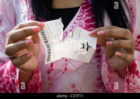 woman tearing up losing lottery ticket Stock Photo - Alamy