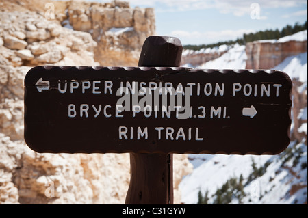 information sign at Inspiration Point of Bryce Canyon, USA, Utah, Bryce ...