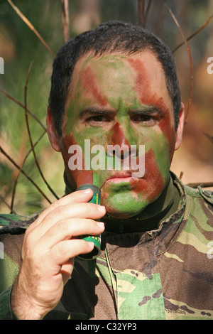 Military training combat, face camouflage Stock Photo - Alamy
