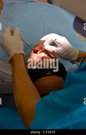 Dentist surgery inside the Barkatine poly clinic, East End, London ...