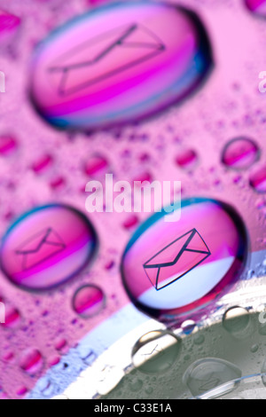 The envelopes placed inside a water droplet Stock Photo - Alamy