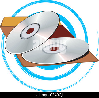 Illustration of Compact Disc on a brown board Stock Photo - Alamy