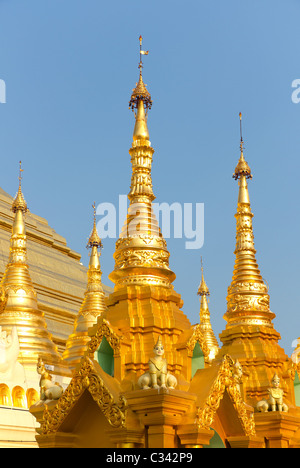 Myanmar, Burma, Yangon. A statue of the mythical creatures Kannari and ...