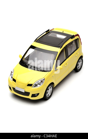 Generic modern yellow family car model on a white background, isolated ...