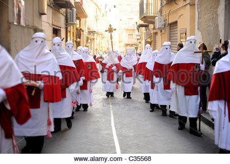 Italy Sicily Enna Easter procession on Palm Sunday Stock Photo ...