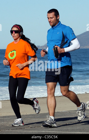 Katie Price seen jogging at the beach with friends. Los Angeles ...