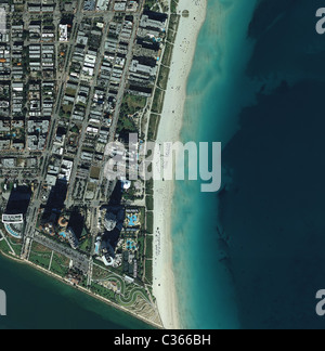 aerial map view above Miami Biscayne bay intercoastal waterway and ...