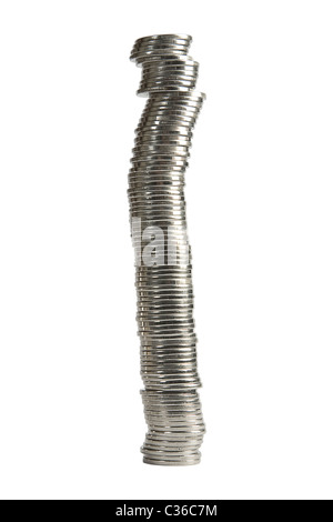 silver coin stack isolated on white background with clipping path Stock ...